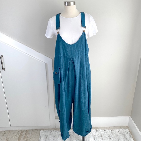 Pants & Jumpsuits | Italian Linen Oversized Barrel Balloon Leg Cropped ...